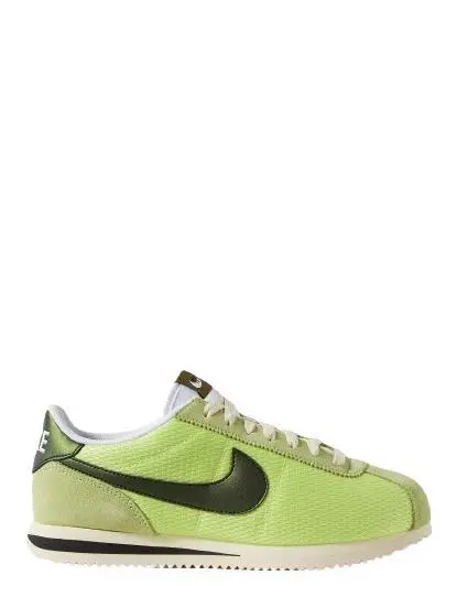 Nike Cortez Leather And Suede-trimmed Mesh Sneakers - Yellow