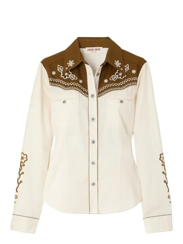 EMPORIO SIRENUSE Rodeo Embroidered Shirt - Neutrals
