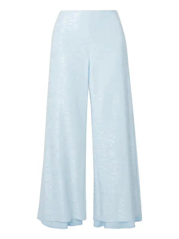 JIL SANDER Cropped Floral-jacquard Flared Pants - Blue
