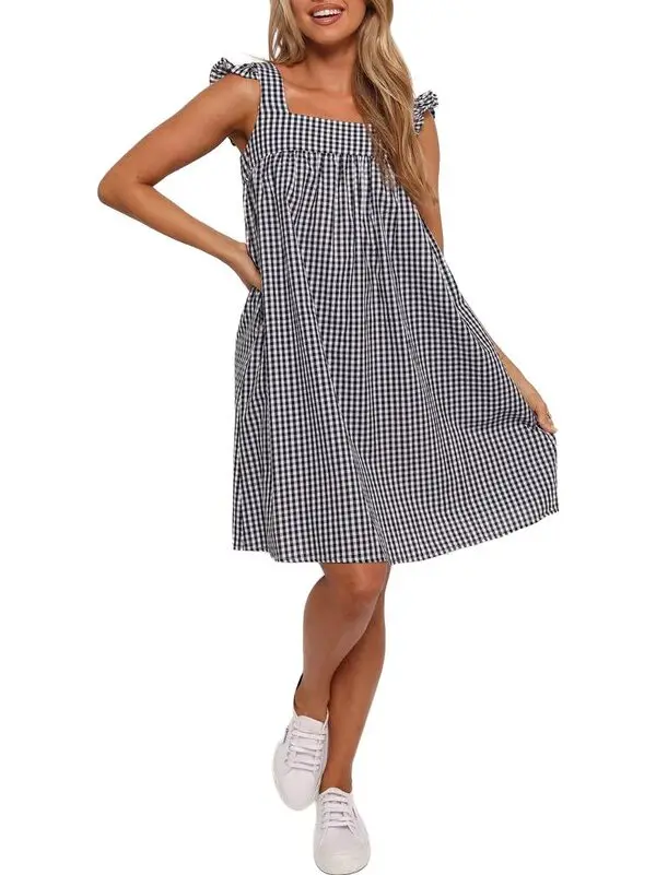 PETAL & PUP Nola Check Mini Dress - Black Gingham