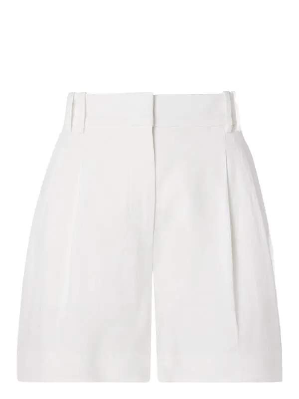 Another Tomorrow Pleated Linen Shorts - White