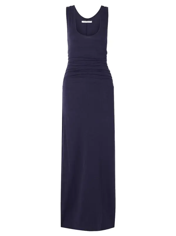 Another Tomorrow Ruched Stretch-jersey Maxi Dress - Blue