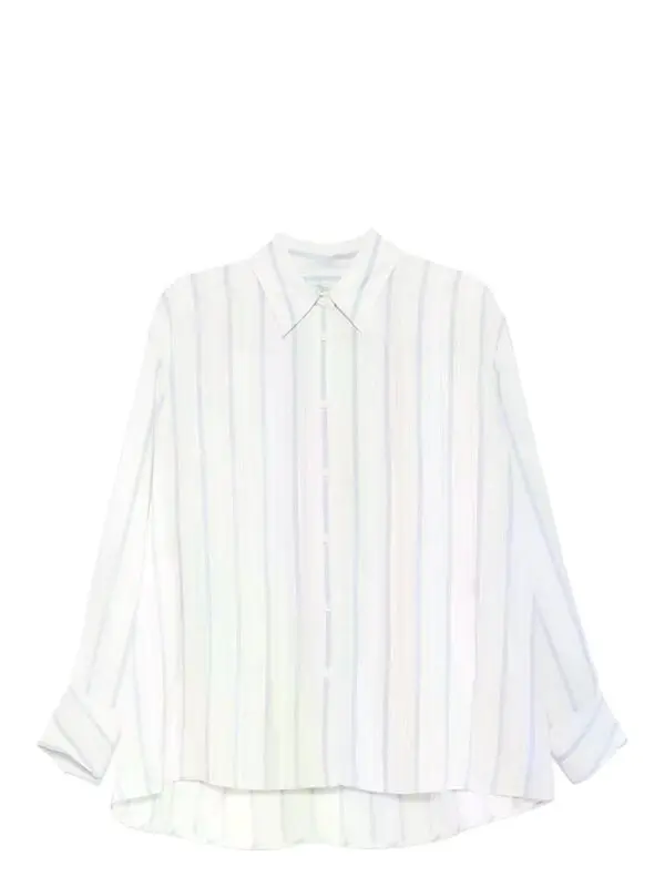 RECTO Double Layered-cuffs Striped Shirt - White