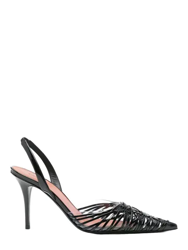 Amina Muaddi 90mm Lori Slingback Pumps - Black