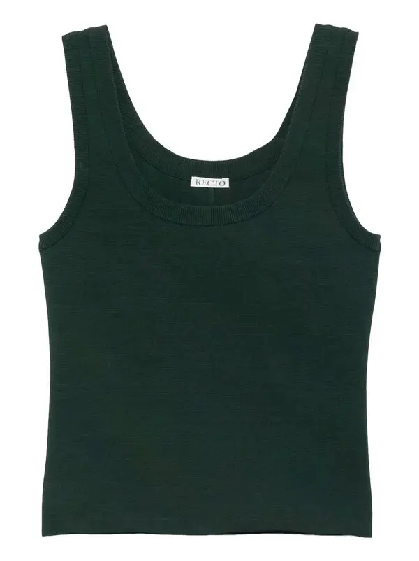 RECTO Knitted Scoop-neck Top - Green