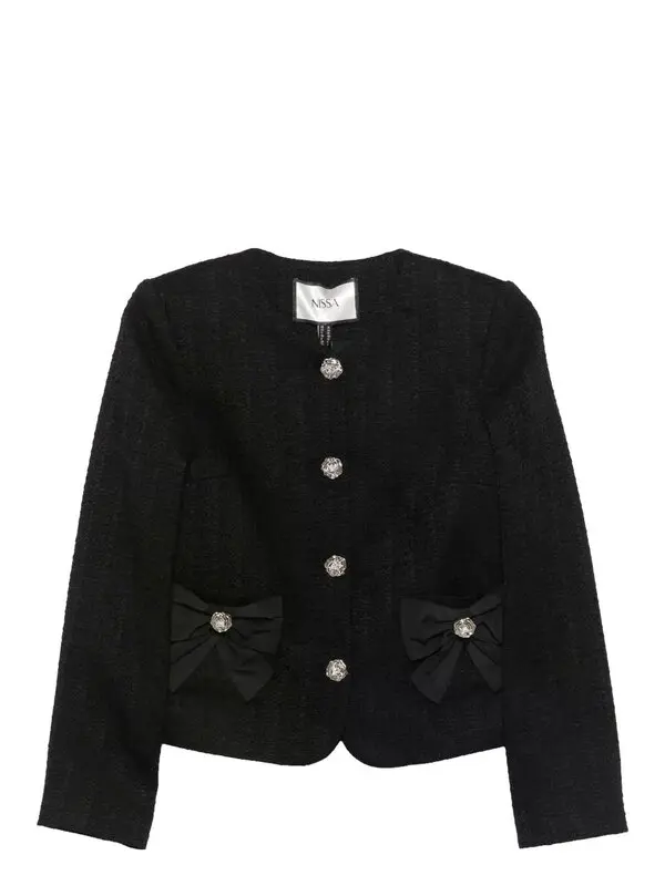 NISSA Bow-detail Jacket - Black