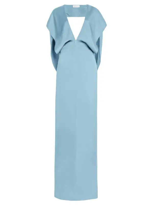 Stella McCartney Satin V-neck Gown - Blue