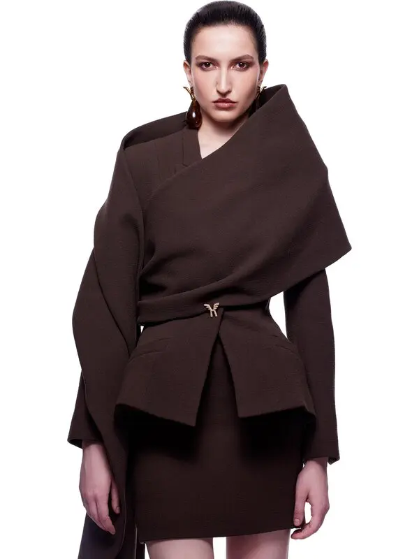 HARITHAND Ghauri Draped Jacket - Brown