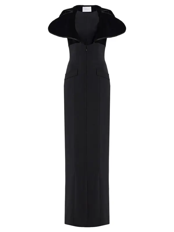 HARITHAND Capucine Velour-trimmed Gown - Black