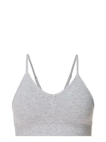 Sweaty Betty Soft Ribbed Racerback Stretch-woven Bra Xxl - Light Grey Marl