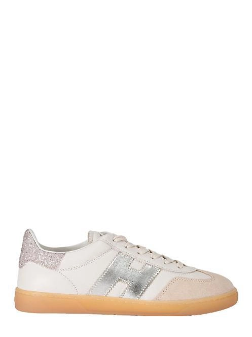 Hogan Leather And Suede Low-top Trainers - Silver Com