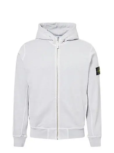 Stone Island Cotton-jersey Hoody With Brand Patch - Pearl Grey