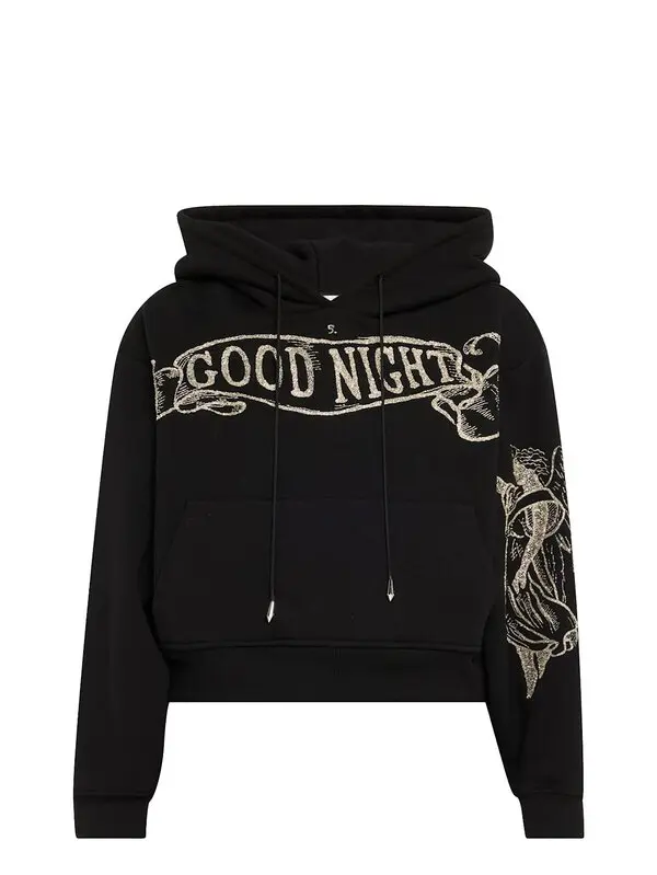 WIEDERHOEFT Good Night Embroidered Hoodie - Black