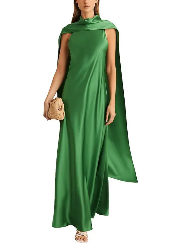 REISS Fae Cape Back Maxi Dress - Green