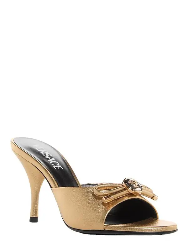 Versace Opera Bow 85mm Patent Mules - Mekong Gold-versace Gold