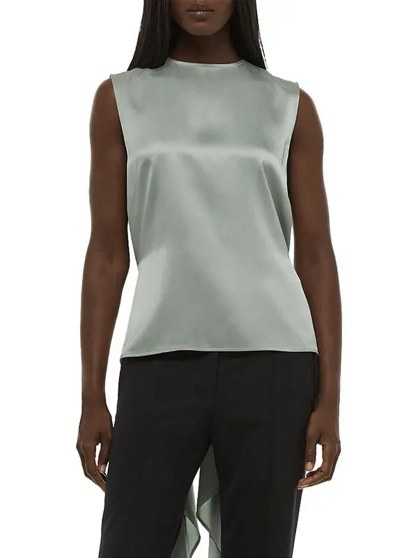 Helmut Lang Silk Scarf Drape Top - Aqua Gray
