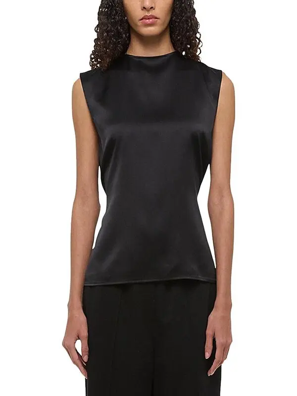 Helmut Lang Silk Scarf Drape Top - Black