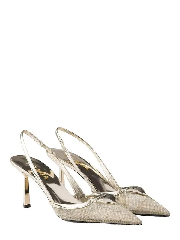 Prada Mesh Slingback Pumps - Gold