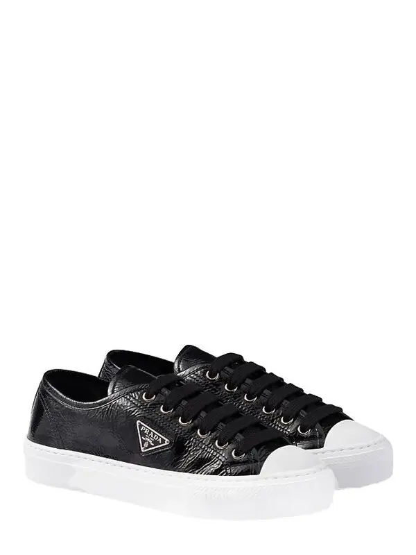 Prada Naplak Patent Leather Sneakers - Black