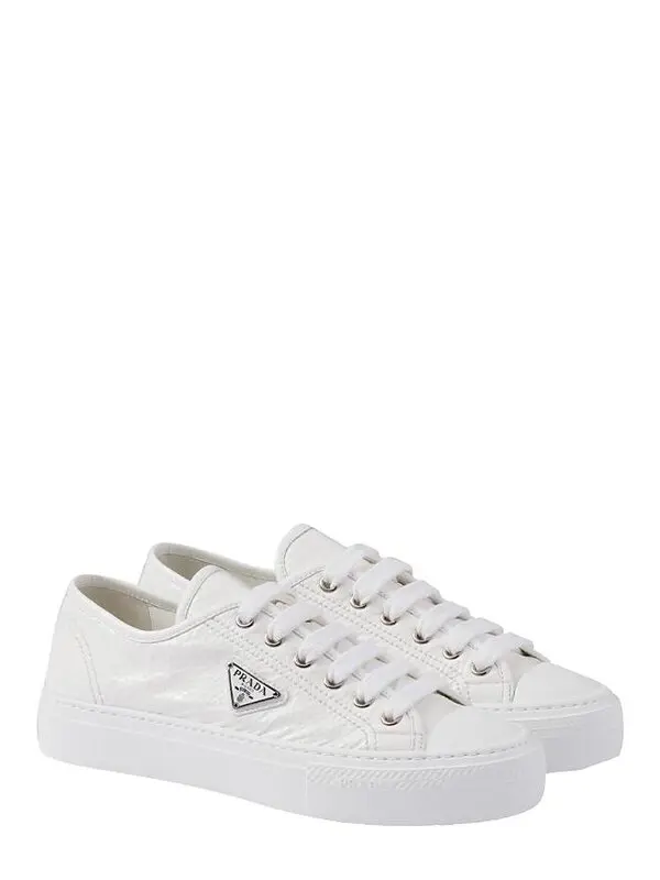 Prada Naplak Patent Leather Sneakers - White
