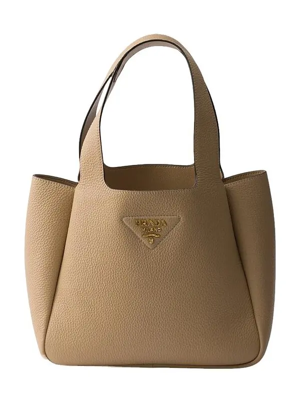 Prada Small Leather Tote Bag - Neutral