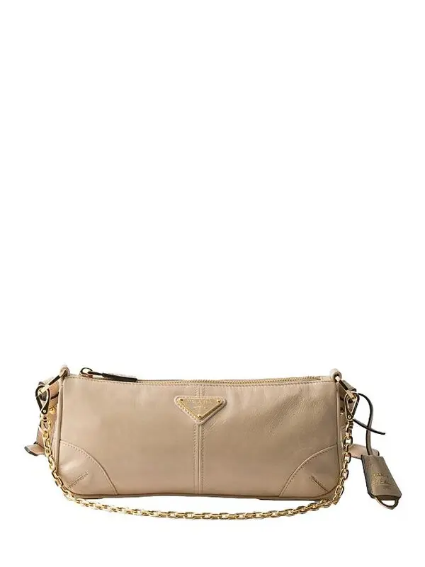 Prada Re-edition 2002 Medium Leather Shoulder Bag - Neutral