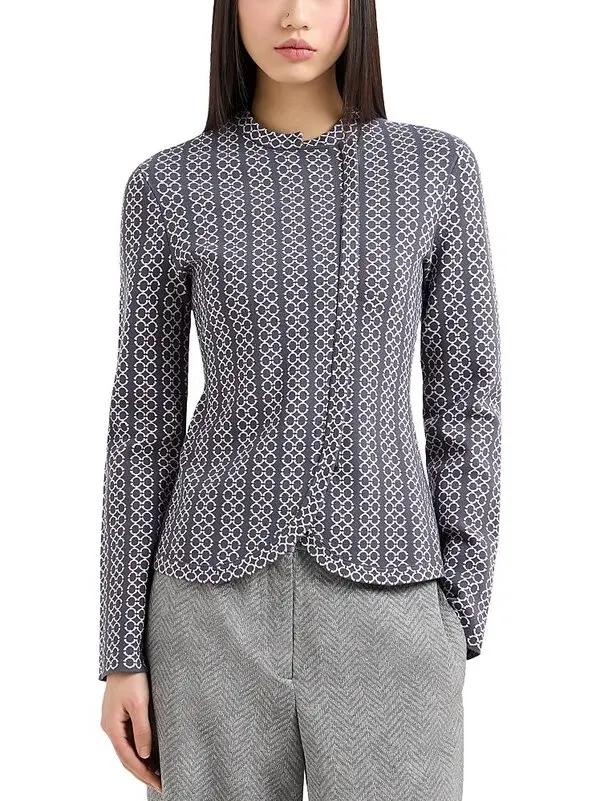 Emporio Armani Geo Pattern Jacquard Jersey Knit Jacket - Grey/pink