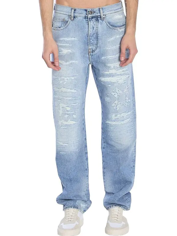 Amiri Ma Quad Repaired Straight Jeans - Blue