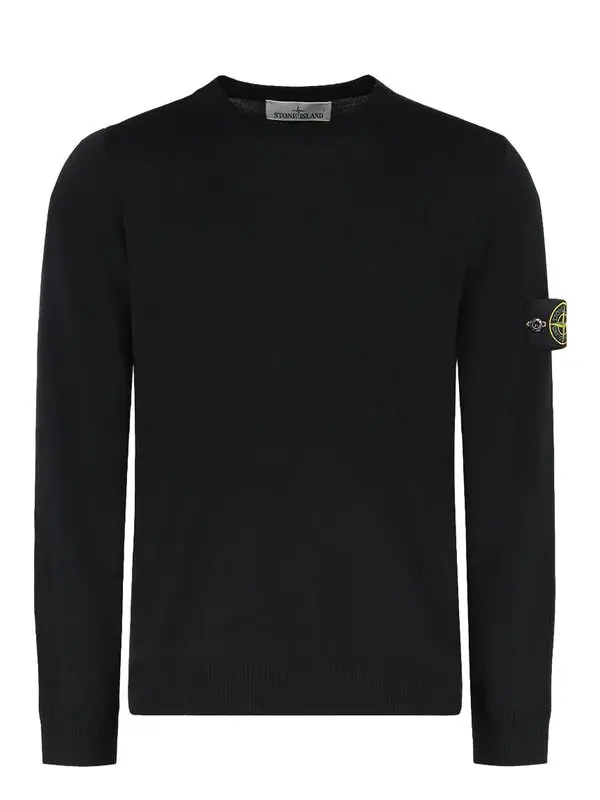 Stone Island Virgin Wool Crew-neck Sweater - Black