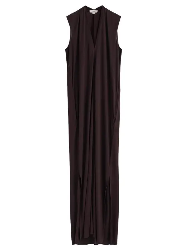 Cos Draped V-neck Maxi Dress - Brown