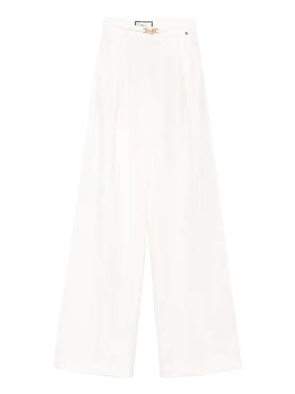NISSA Pleated Wide Leg Trousers - White