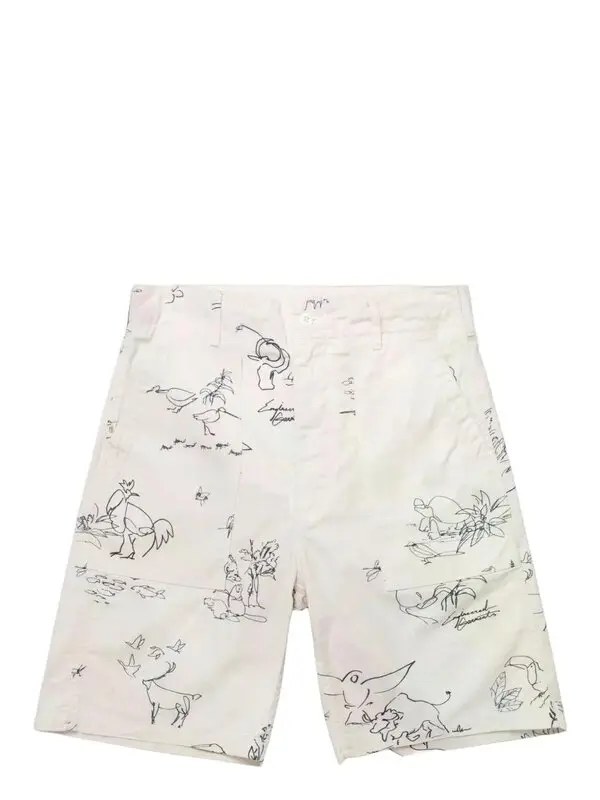 Engineered Garments Graphic-print Cotton Shorts - Neutrals