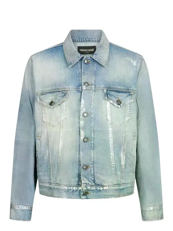 Roberto Cavalli Distressed Denim Jacket - Blue
