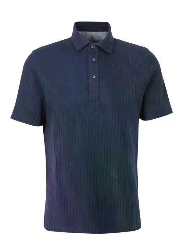 Brunello Cucinelli Ribbed-knit Polo Shirt - Blue