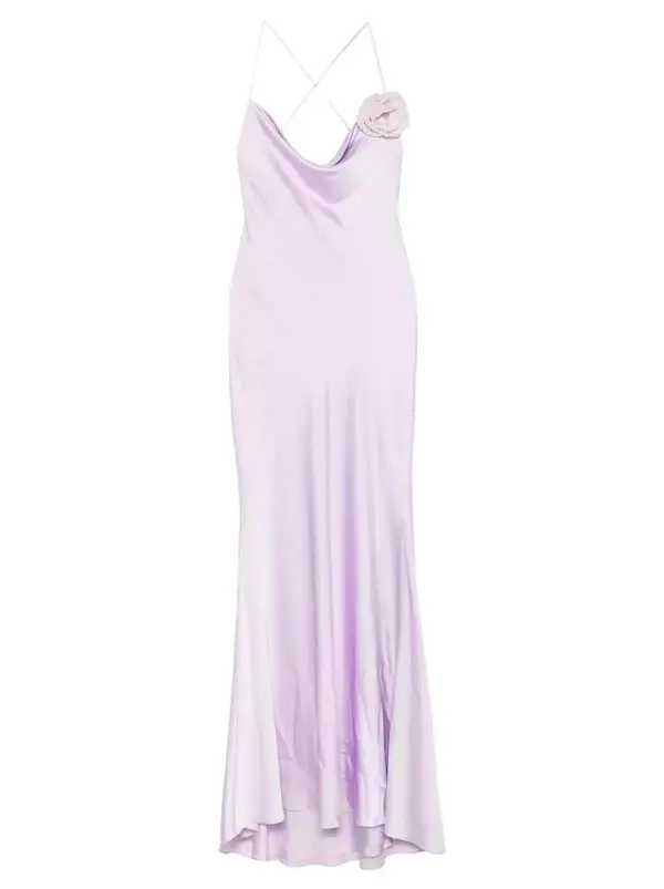 PARLOR Floral-appliqué Maxi Dress - Purple
