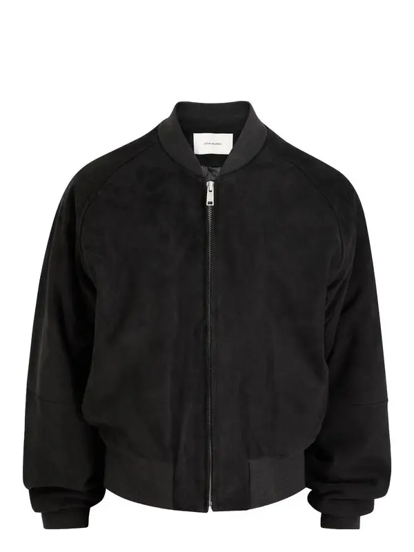 ENTIRE STUDIOS Raglan Padded Suede Bomber Jacket - Black