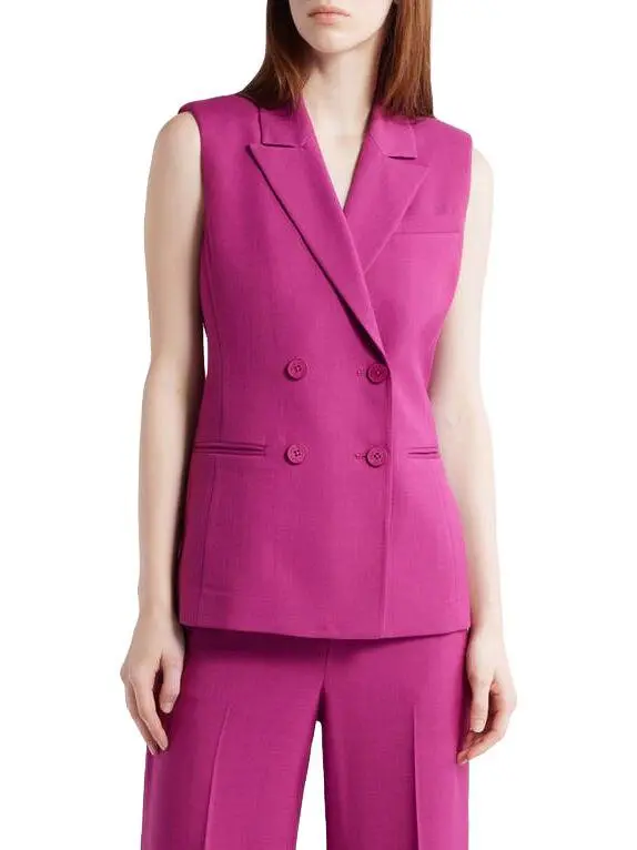 TAHARI ASL Double-breasted Long Vest - Wild Berry