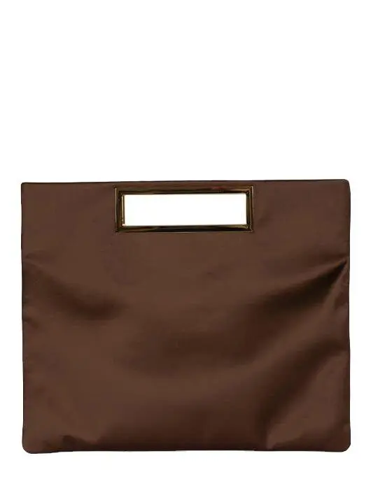 Jeffrey Campbell To-go Satin Clutch - Brown Satin