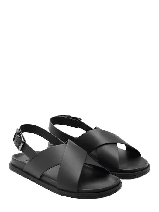 Mango Crisscross Slingback Sandals - Black