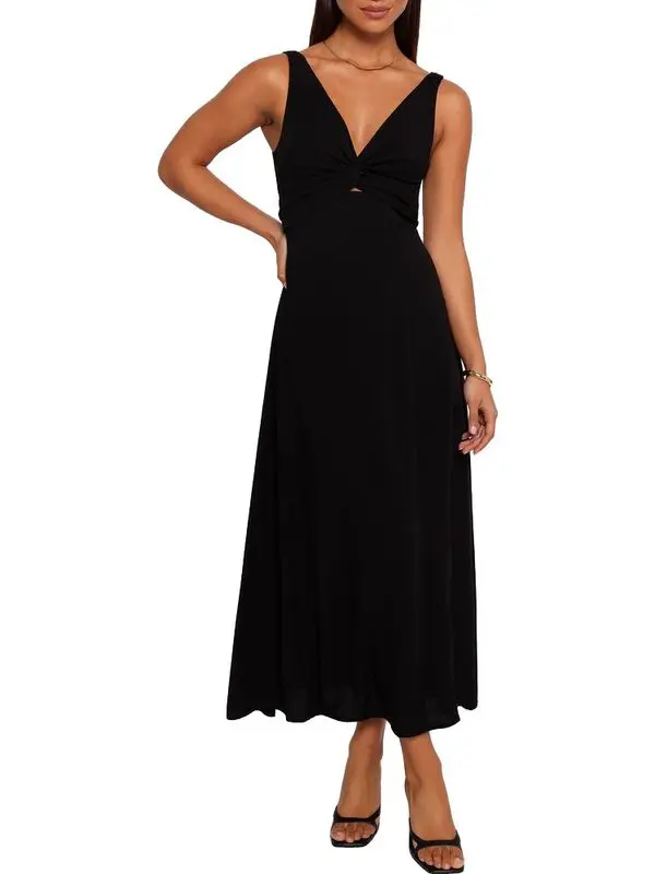 PETAL & PUP Archer Fit & Flare Midi Dress - Black