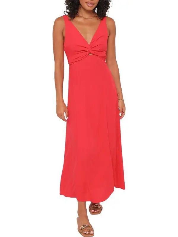PETAL & PUP Archer Fit & Flare Midi Dress - Red
