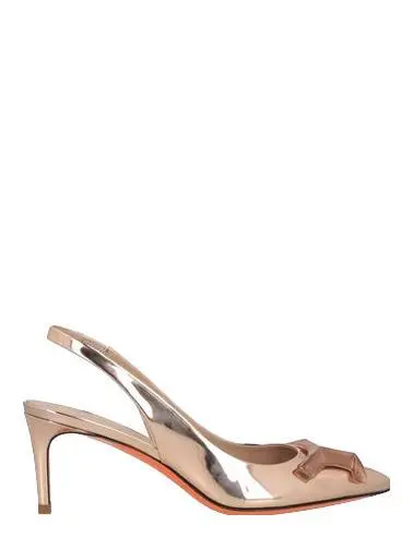 Santoni Leather Slingback Pumps - Rose Gold
