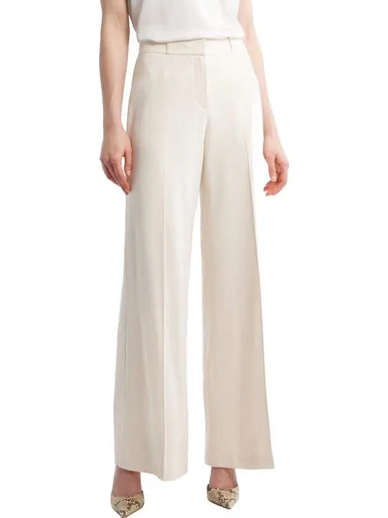 Kobi Halperin Flat Front Wide Leg Trousers - Ecru