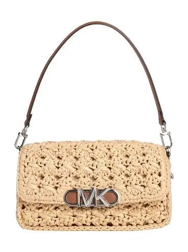 Michael Kors Handbag In Natural Raffia And Textile Fibers - Beige