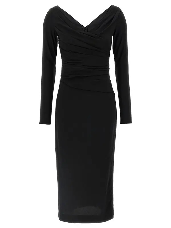 Dolce & Gabbana Draped Midi Dress - Black