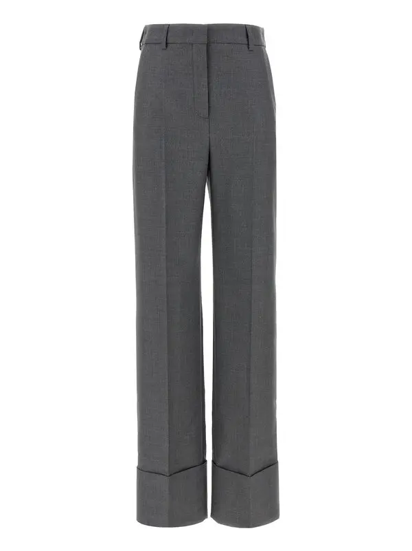 Valentino Garavani Wool Wide Leg Pants - Gray