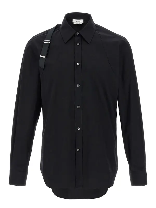 Alexander McQueen Harness Cotton Poplin Shirt - Black