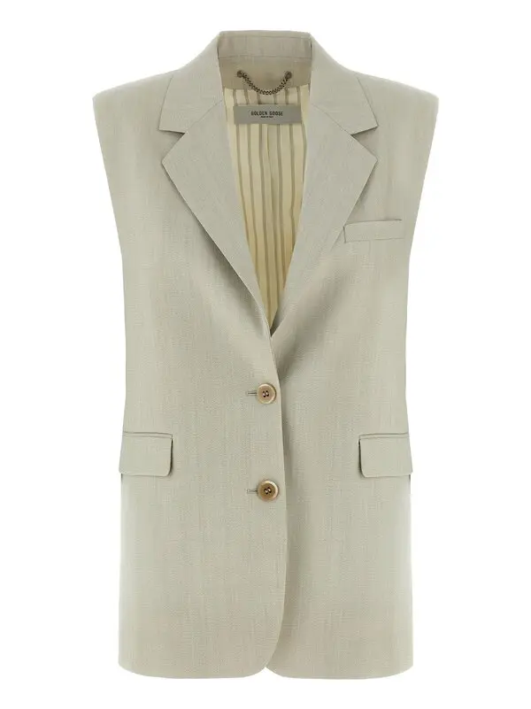 GOLDEN GOOSE Nicole' Single-breasted Vest - Beige