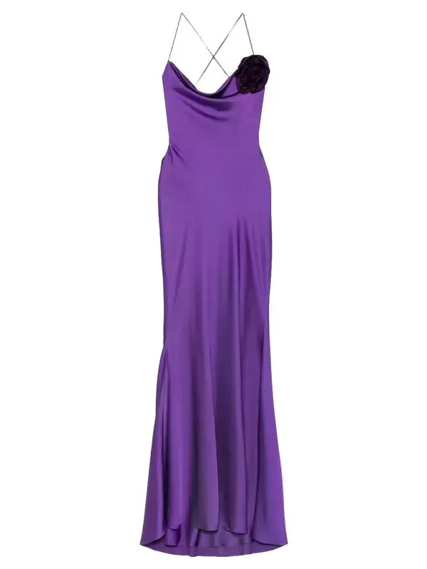 PARLOR Floral-appliqué Maxi Dress - Purple