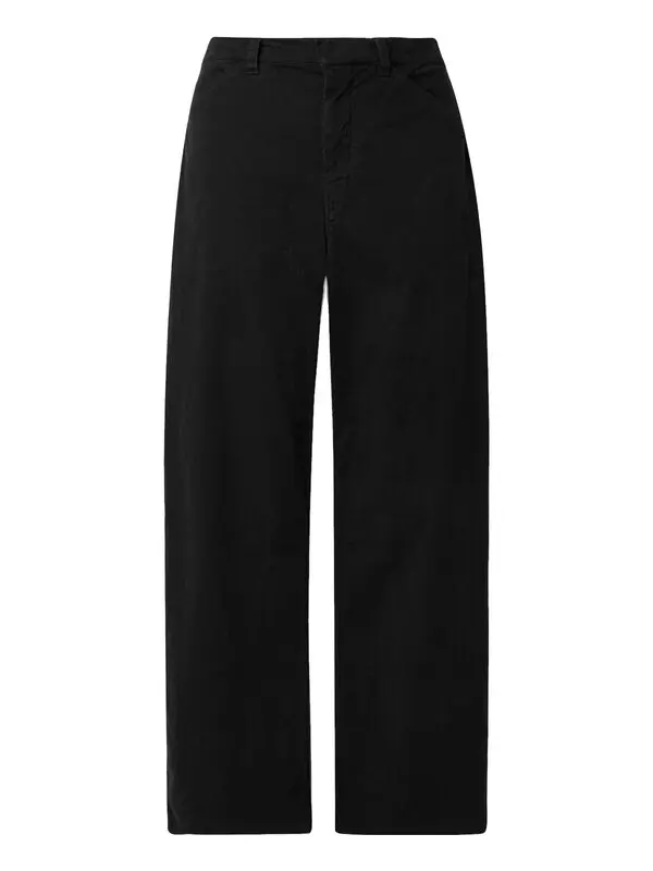 NILI LOTAN Tribeca Brushed Cotton-blend Twill Barrel-leg Pants - Black